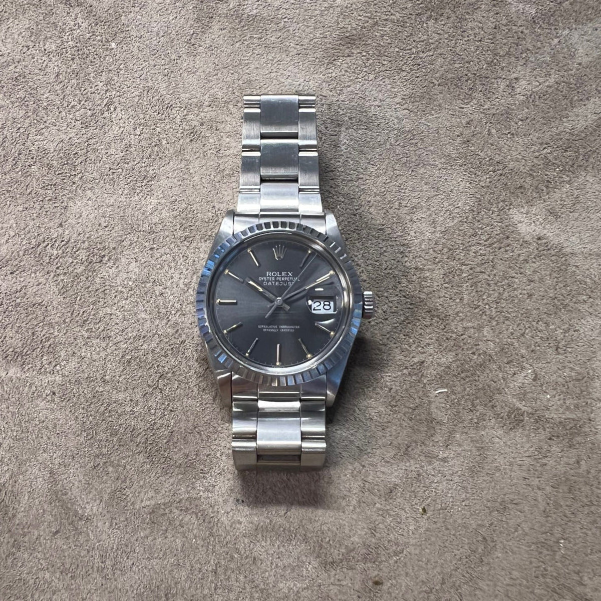 Rolex Stainless Steel Grey Taupe Datejust Watch | Veralet